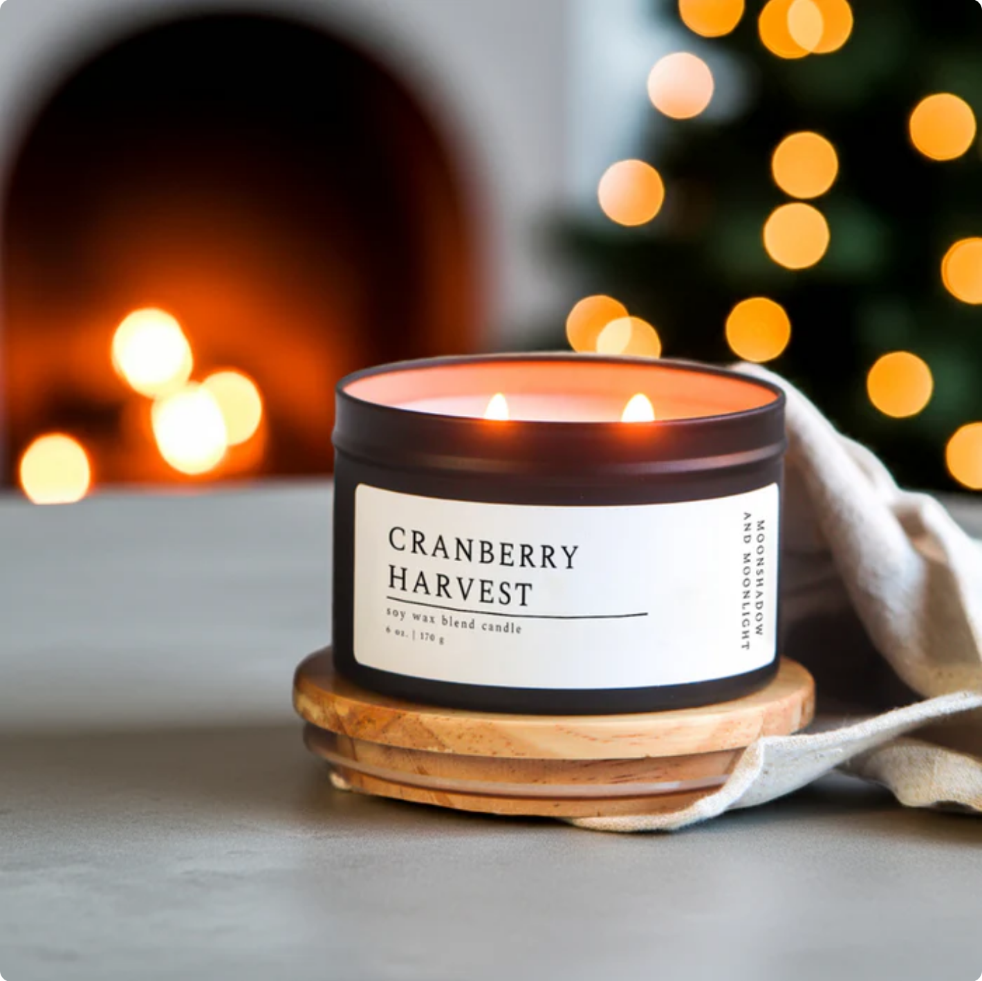 Cranberry Harvest Soy Wax Blend Candle, 6 oz, 2 Wick Tin