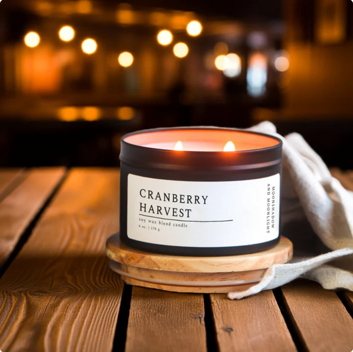 Cranberry Harvest Soy Wax Blend Candle, 6 oz, 2 Wick Tin