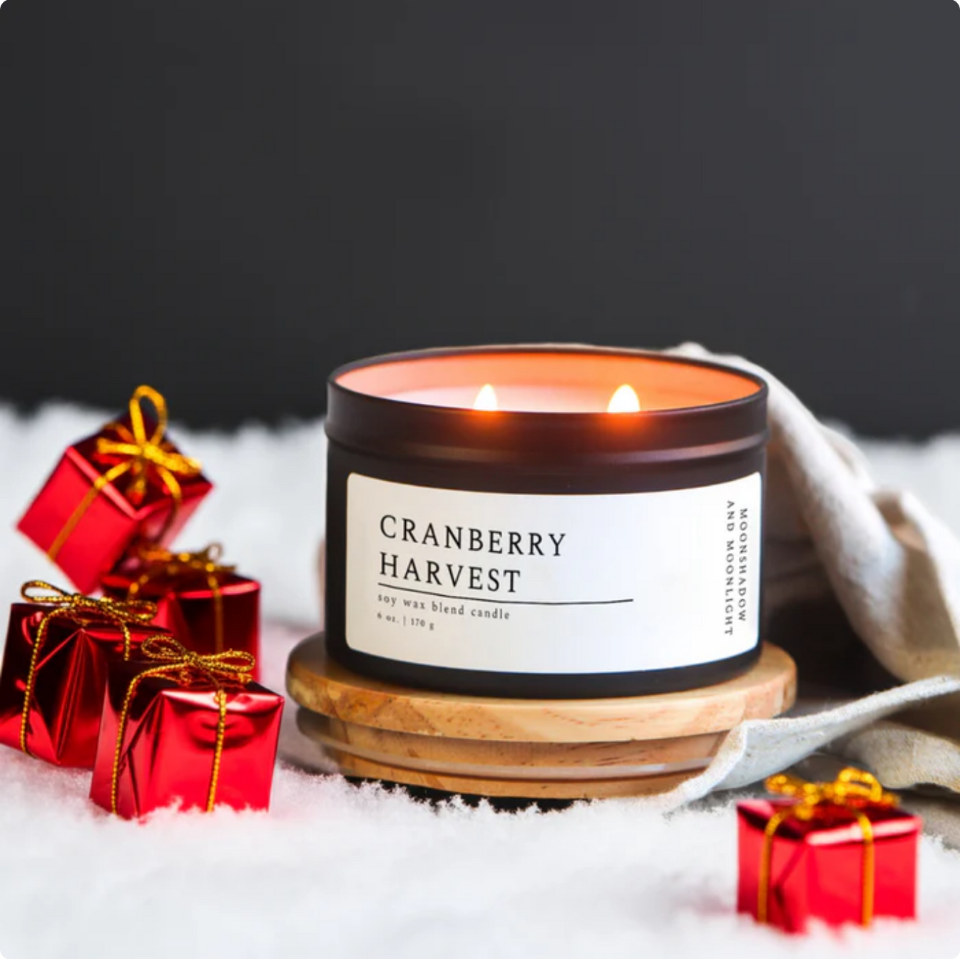 Cranberry Harvest Soy Wax Blend Candle, 6 oz, 2 Wick Tin