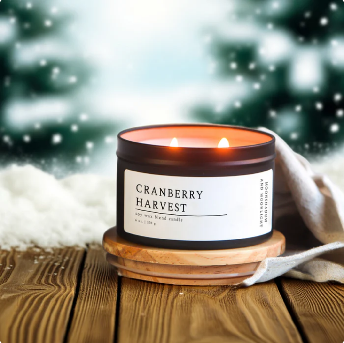 Cranberry Harvest Soy Wax Blend Candle, 6 oz, 2 Wick Tin