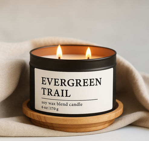 Evergreen Trail Soy Wax Blend Candle, 6 oz, 2 Wick Tin