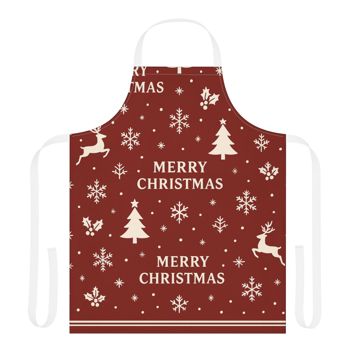 Christmas Apron – 'Merry Christmas' Red Holiday Cooking Apron with Rei