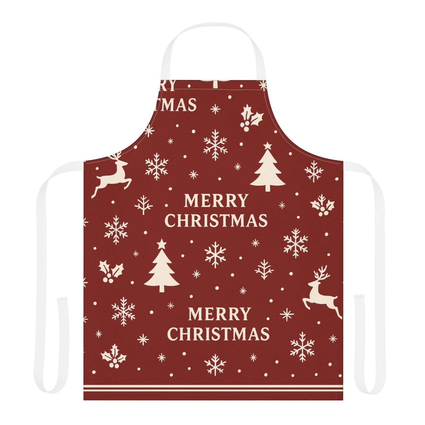 Christmas Apron – 'Merry Christmas' Red Holiday Cooking Apron with Rei