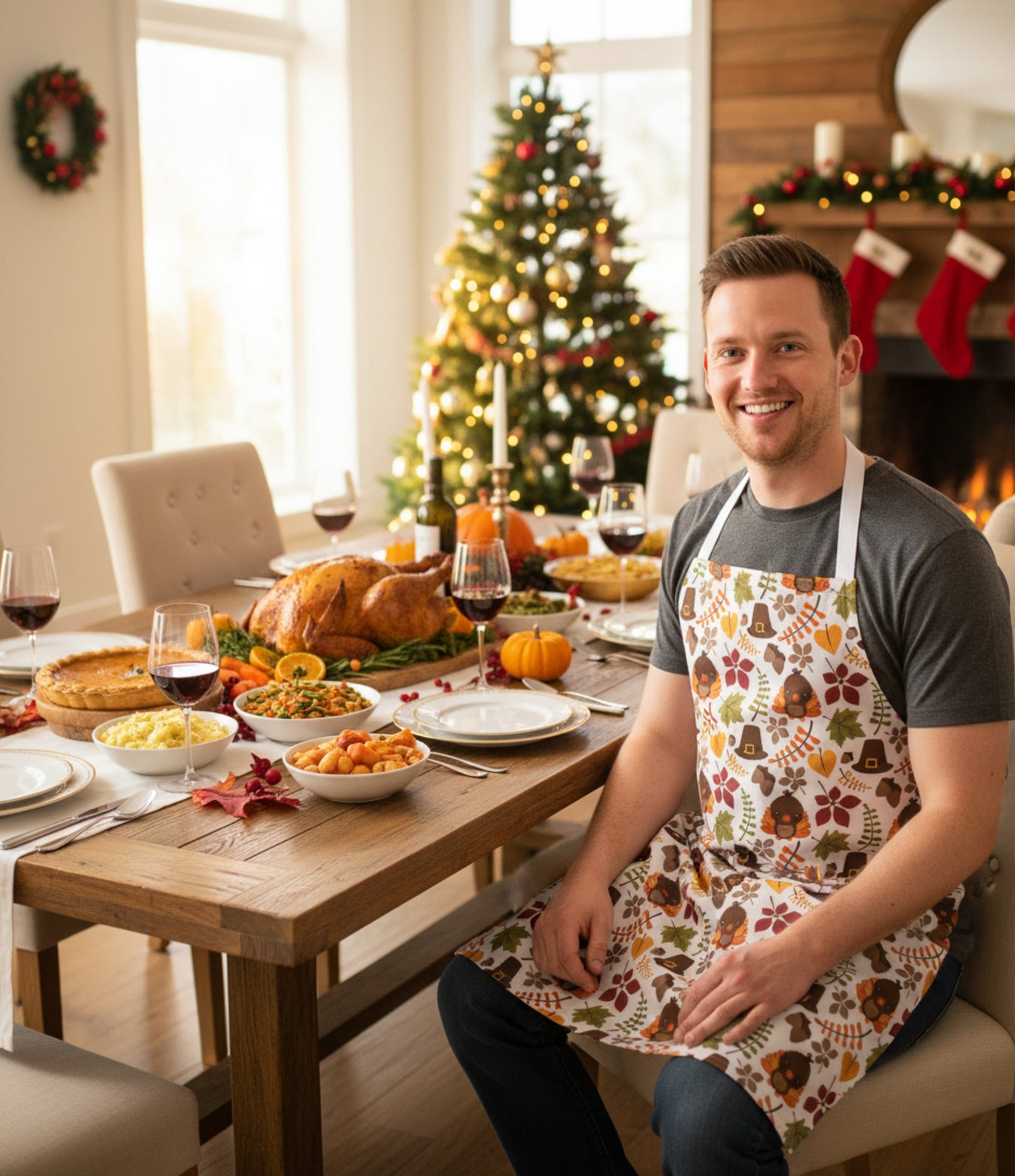 Thanksgiving Turkey & Fall Leaves Apron
